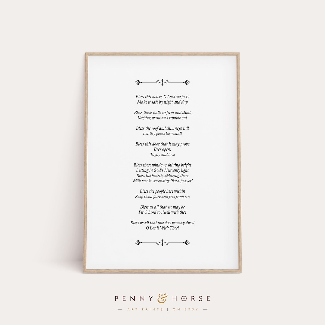 House Blessing Print, Bless This House Sign, Poem Wall Art, Quote Wall ...