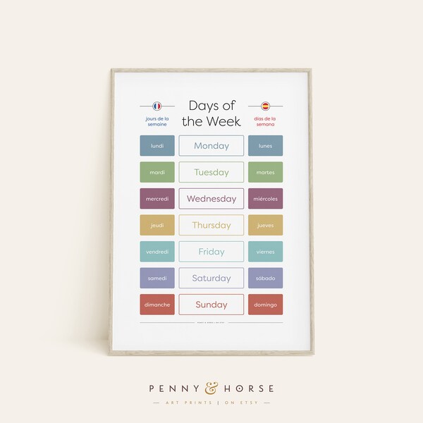 Days of the Week Chart - Etsy Canada