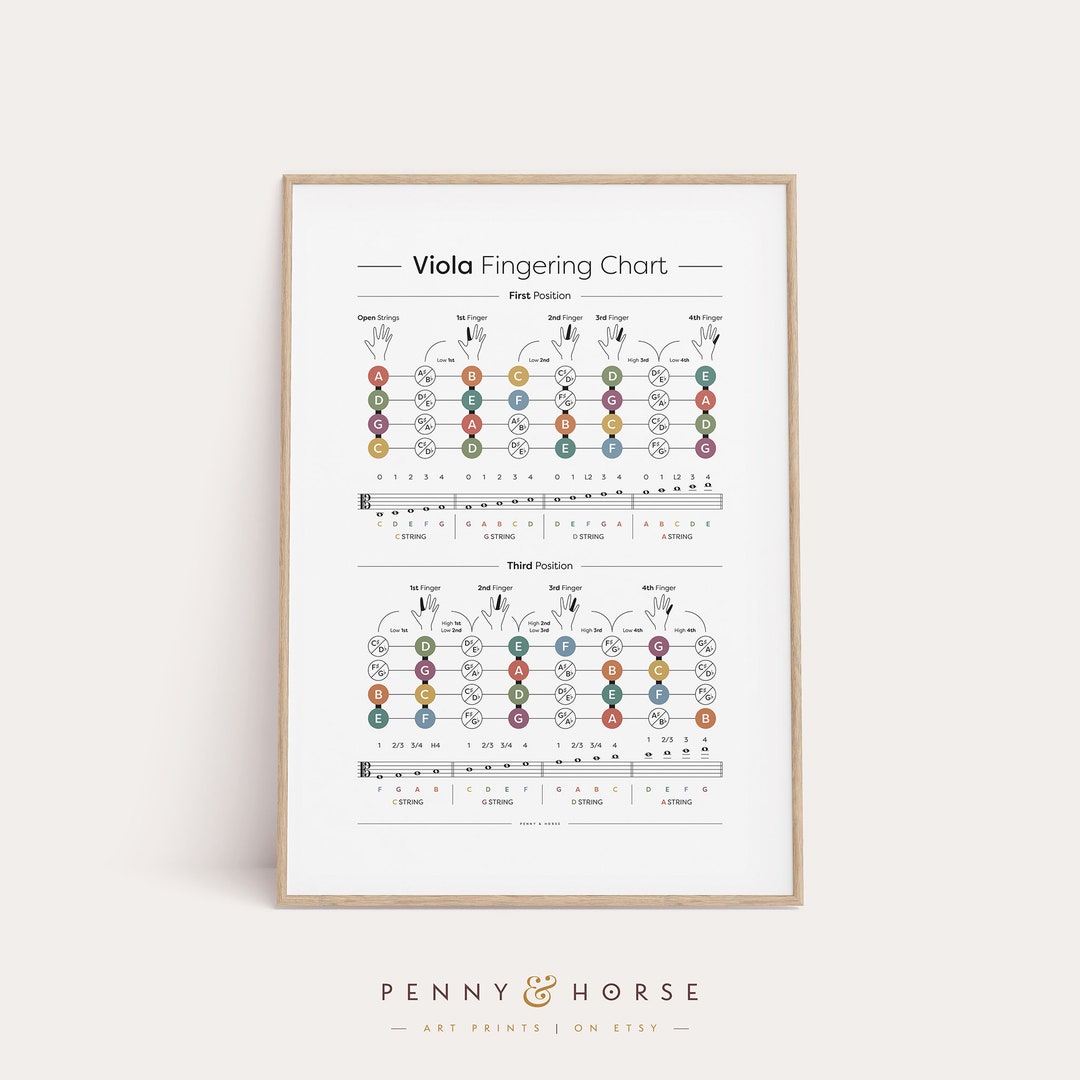 Viola Finger Position Chart, Notes Diagram, Minimal Viola Print, First ...