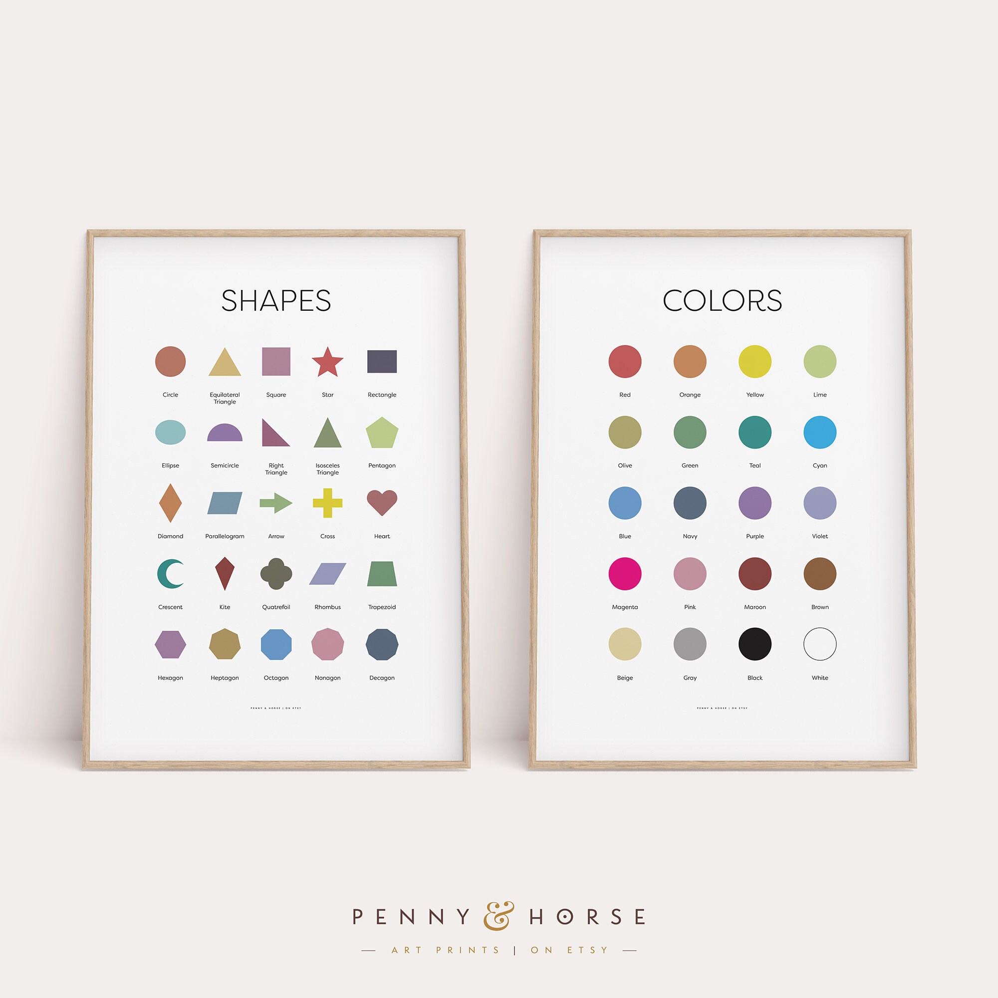Shapes & Colors Posters Educational Wall Art Set Colorful - Etsy UK