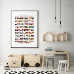 Flags of the World Art Print, Educational Wall Art, Classroom World ...