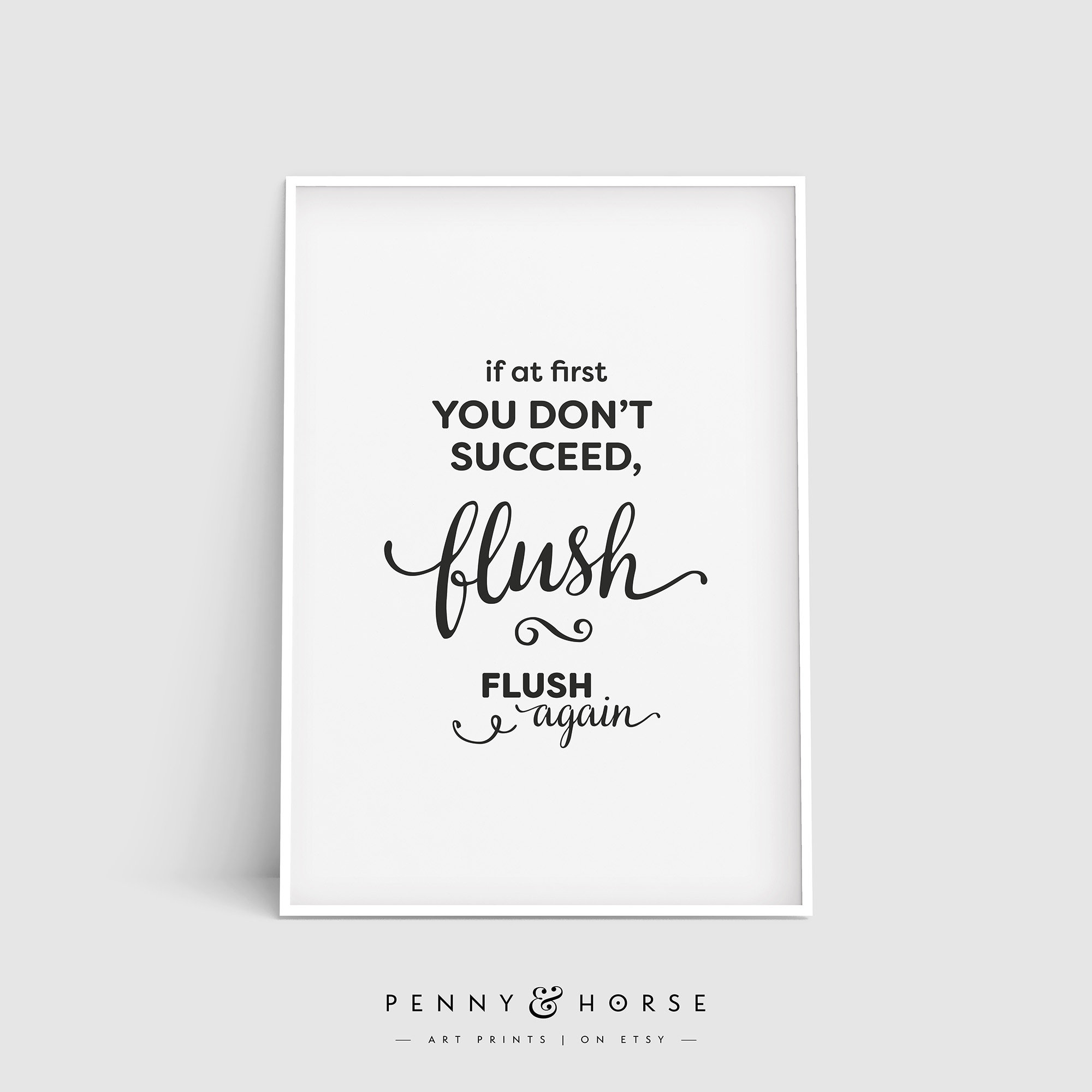 Funny Bathroom Flush Sign: Printable Washroom Art (digital Download ...