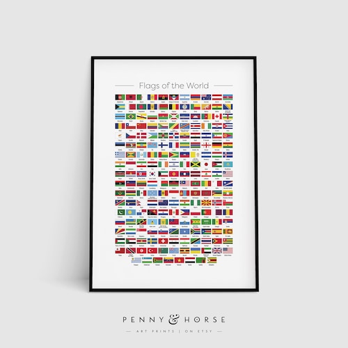 Flags of the World Art Print Educational Wall Art Classroom | Etsy
