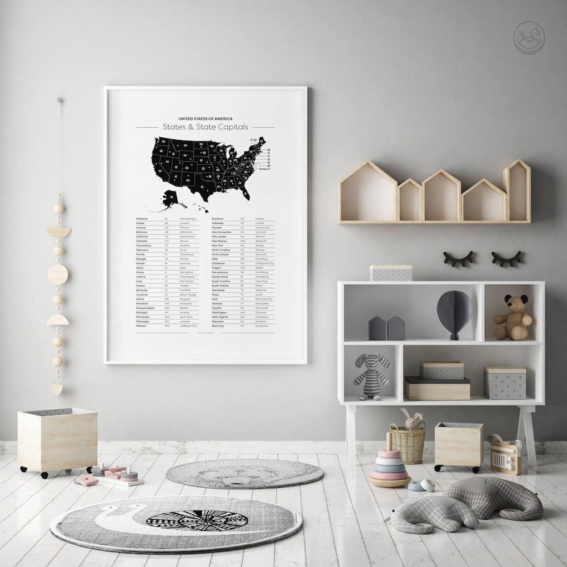 USA States and Capitals Chart, Classroom 50 US States/capitals Poster ...