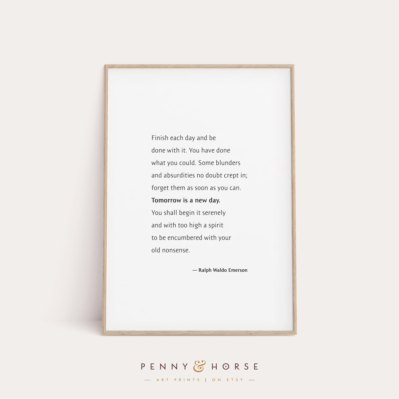 Finish Each Day Art Print Ralph Waldo Emerson Quote - Etsy