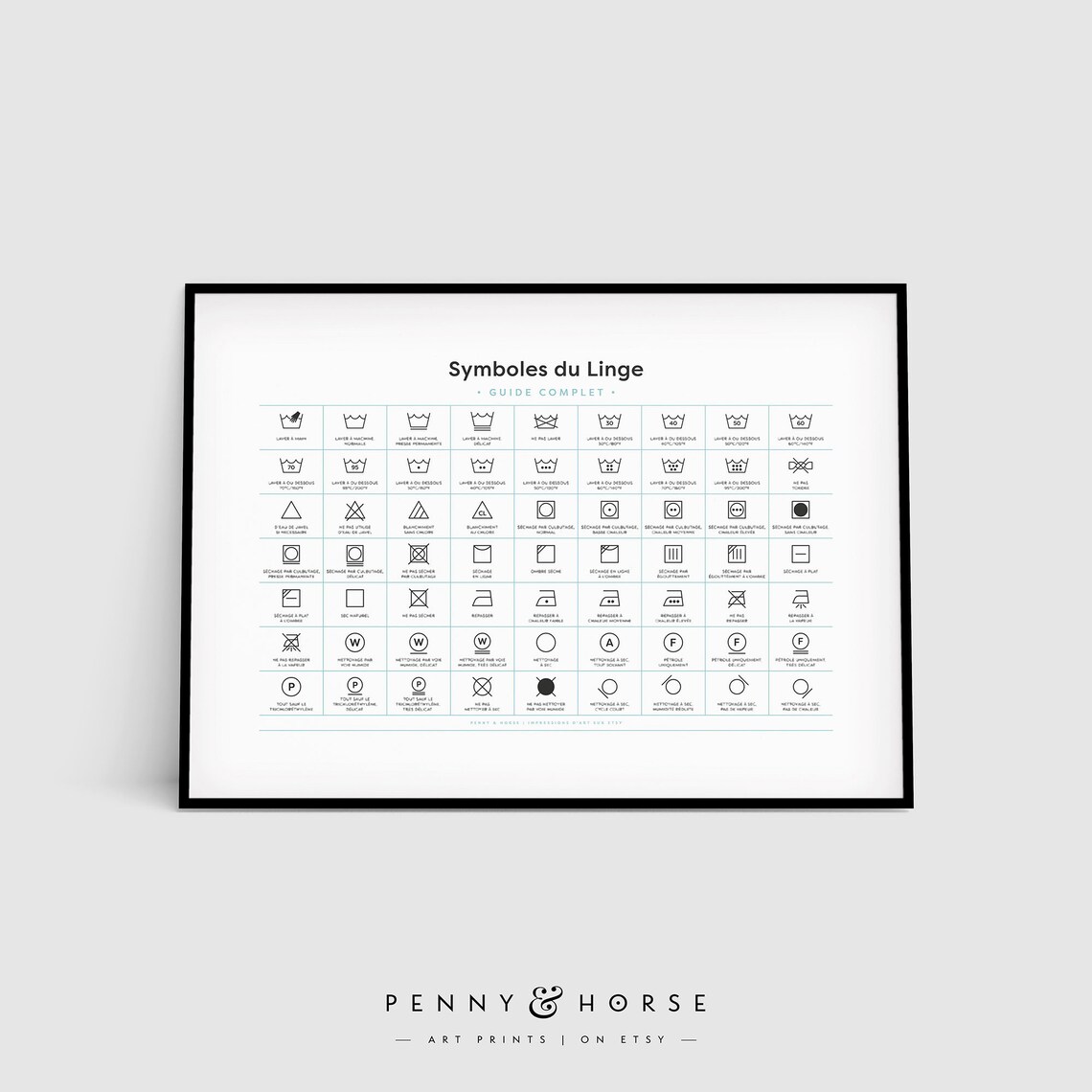 French Laundry Room Complete Symbols Guide Symboles Du Linge | Etsy