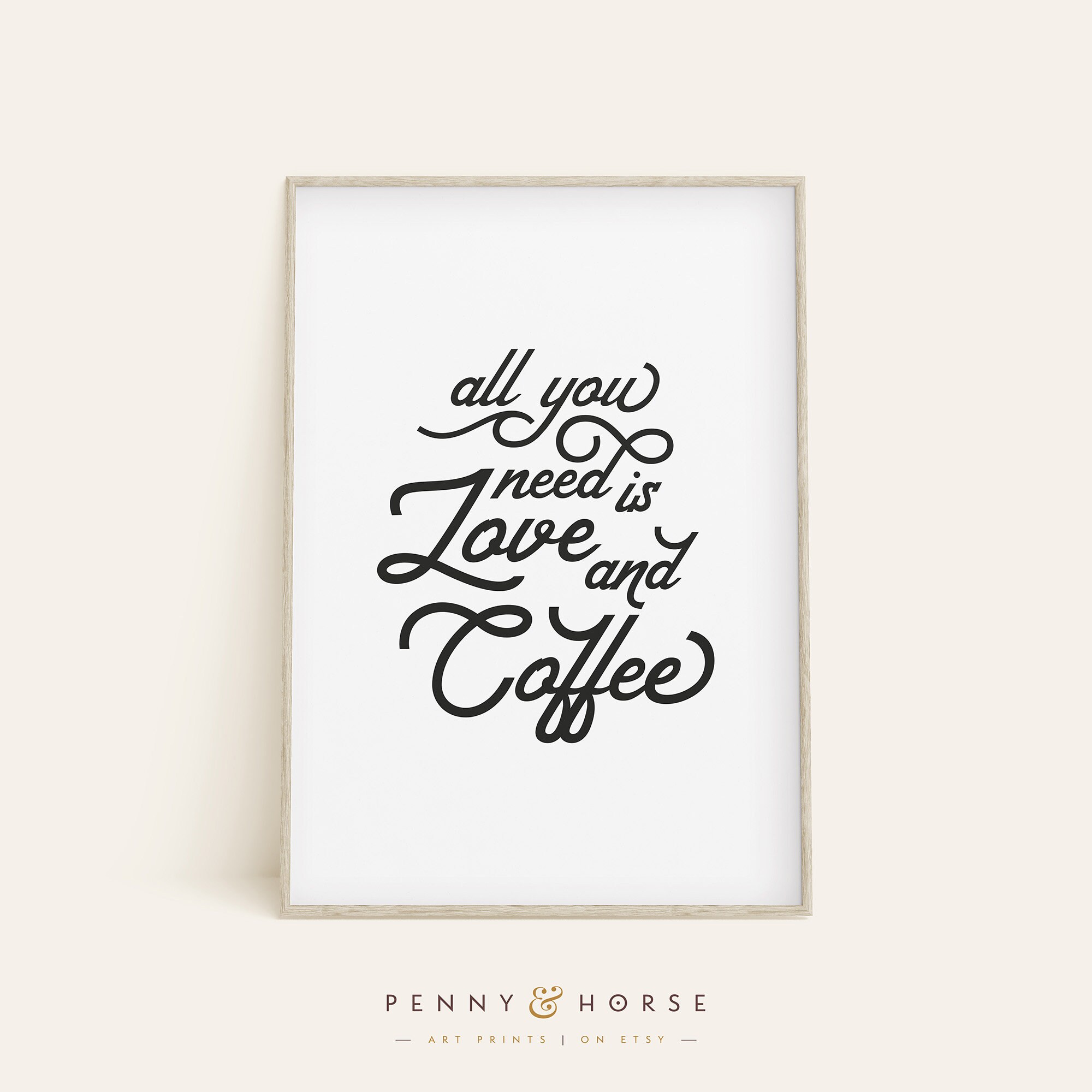 Love & Coffee Art Print Printable Digital Art Kitchen Wall - Etsy