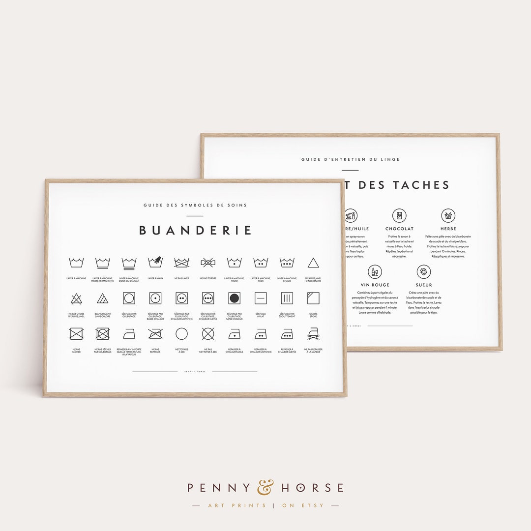 French Laundry Room 2 Print Set, Guide Du Linge, Enlèvement Des Taches ...