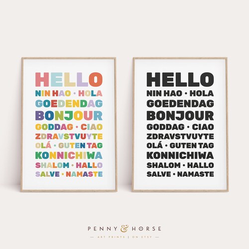 Hello Languages Print Nursery Wall Decor Hello Translations - Etsy