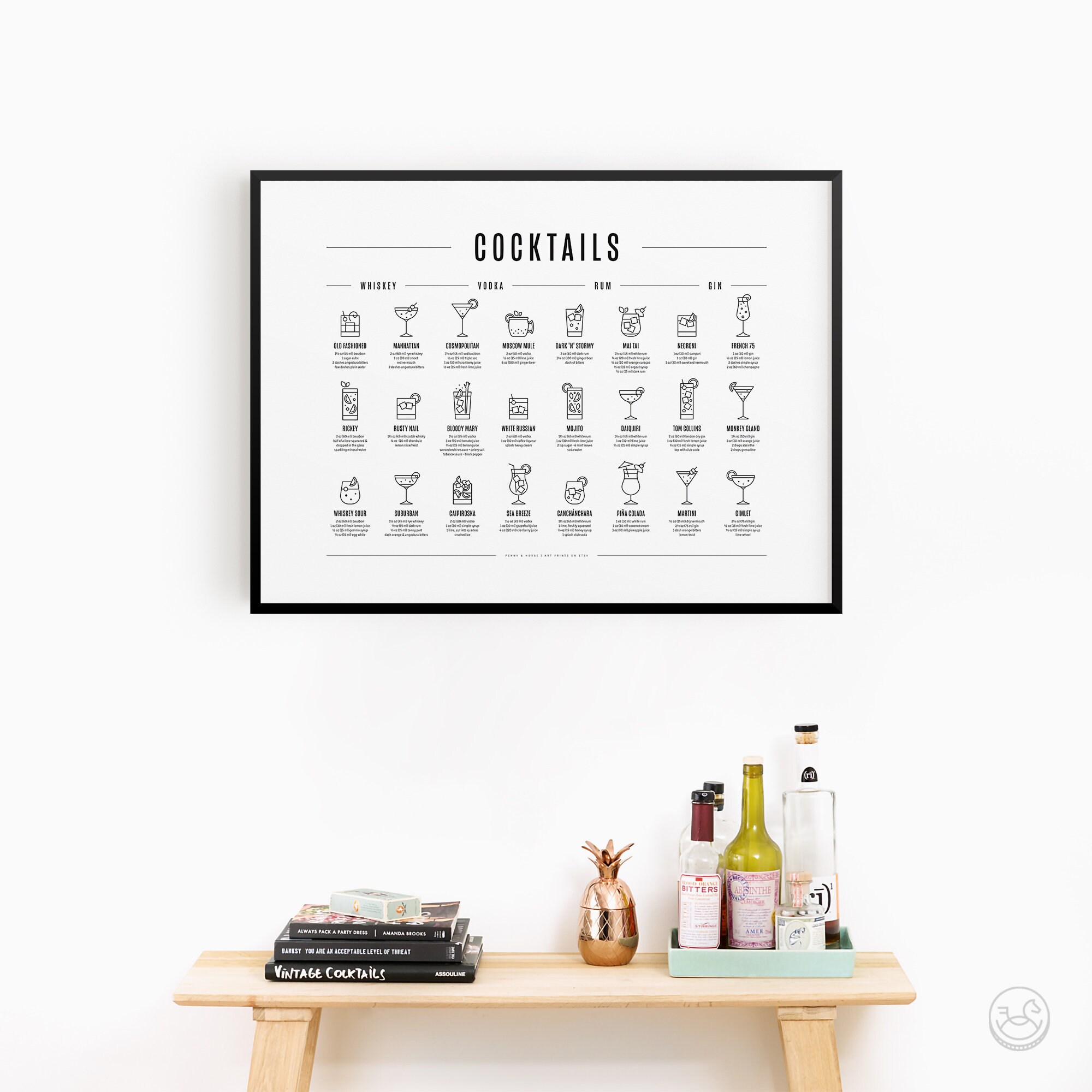 Classic Cocktails Selection Print Cocktail Art Drink Bar - Etsy UK