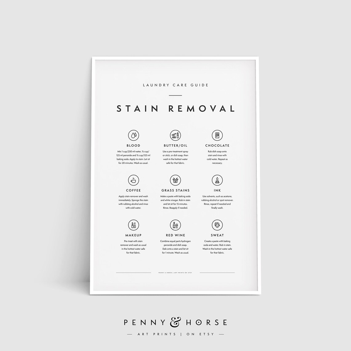 Laundry Room Stain Removal Print Printable Art Laundry Wall | Etsy