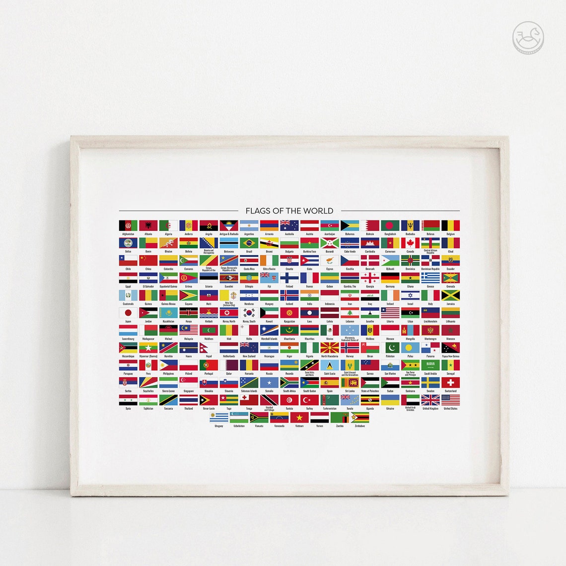 Flags of the World Poster Educational Wall Art Countries | Etsy UK