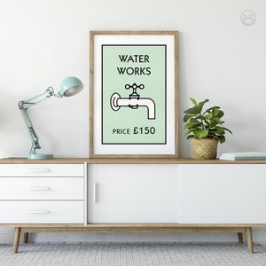 Retro Monopoly Inspired Water Works Pounds, Alternative Bathroom Wall ...