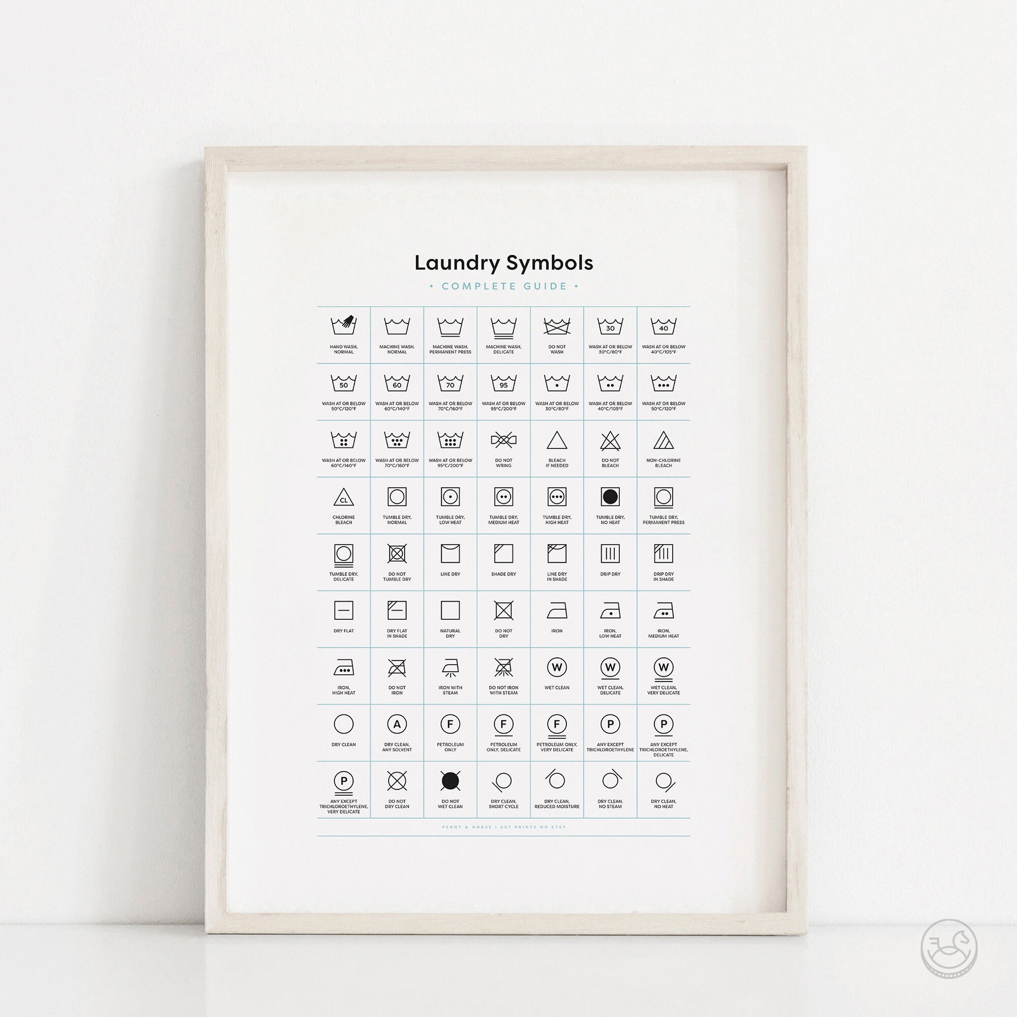 Laundry Room Complete Symbols Guide Printable Wall Art | Etsy