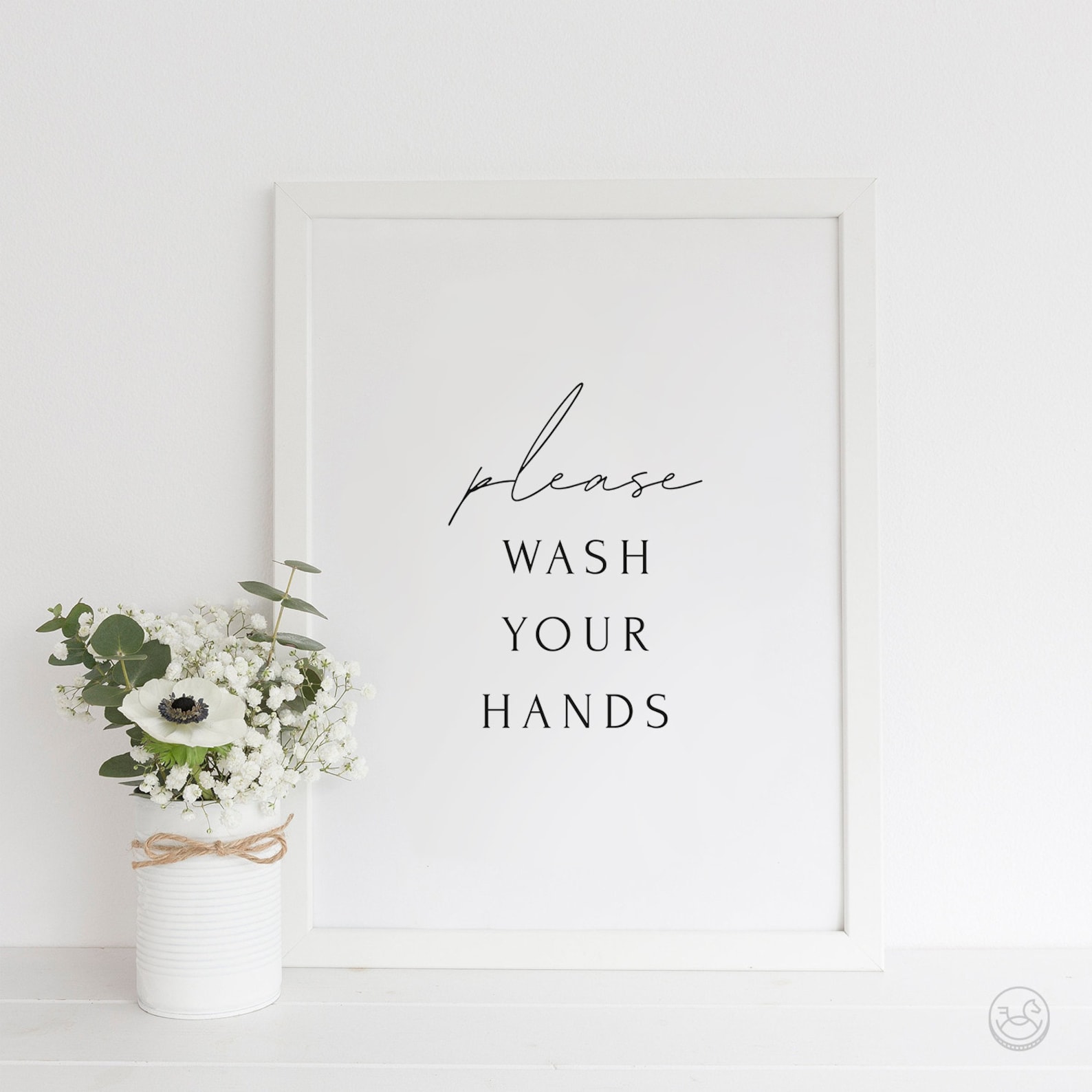 Wash Your Hands Bathroom Art Print, Modern Minimalist Decor (digital ...