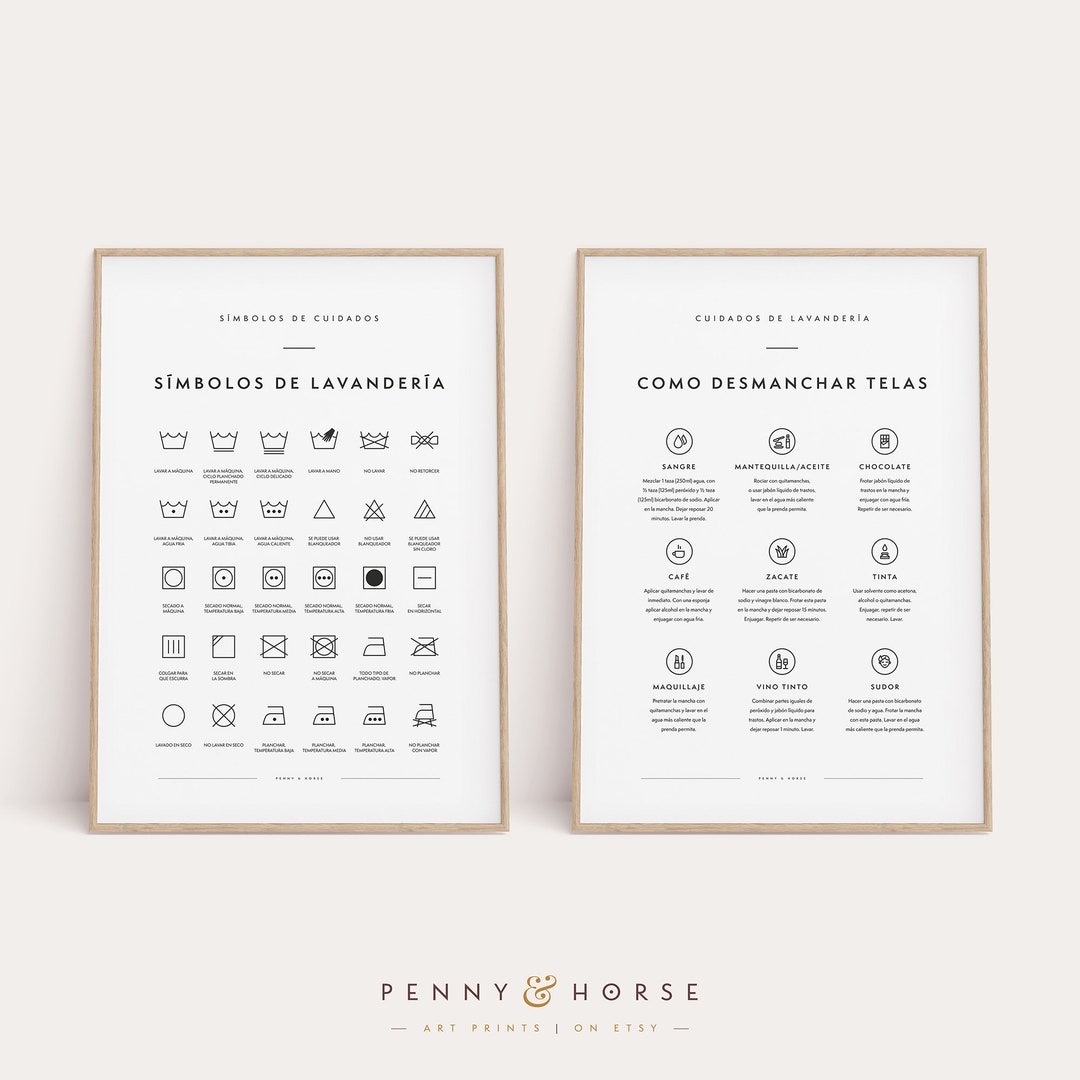 Spanish Laundry Room 2 Print Set, Símbolos De Lavandería, Como ...