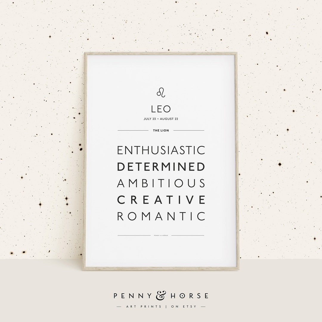 Leo Zodiac Traits Print, Horoscope Gift, Leo Printable, Zodiac Dates ...