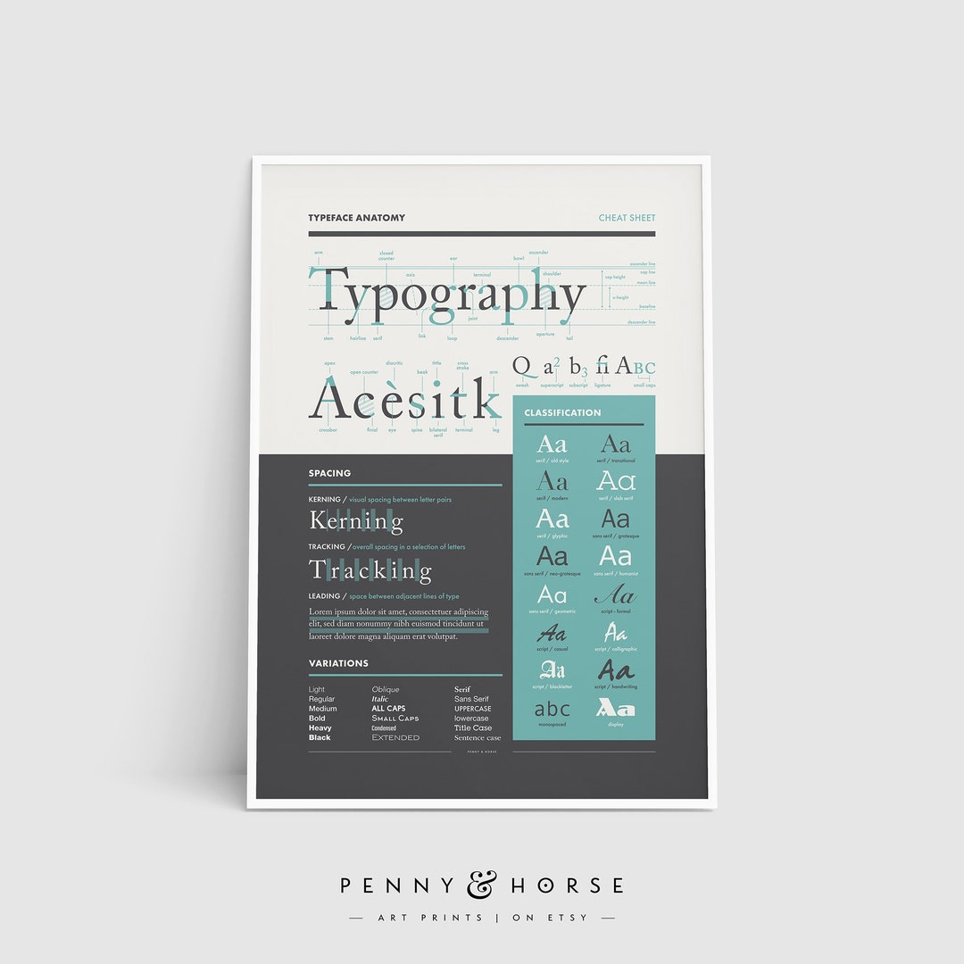 Typeface Anatomy Cheat Sheet, Typography Terminology, Font ...
