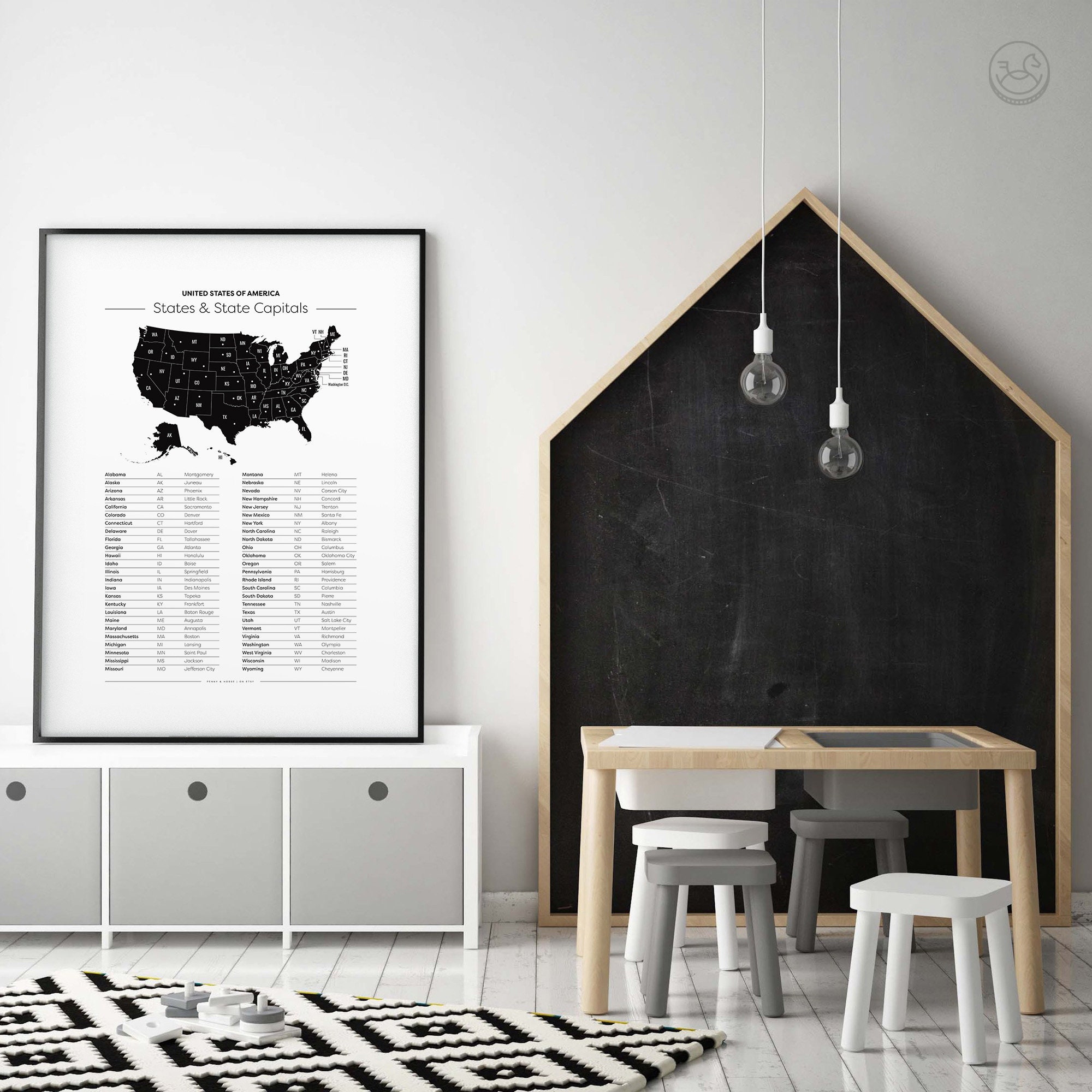 USA States and Capitals Chart Classroom 50 US States/capitals - Etsy