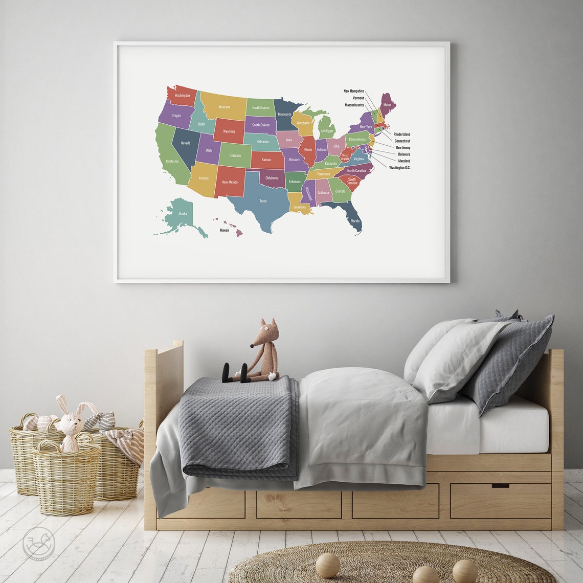 USA States Map Poster Classroom United States America Wall | Etsy