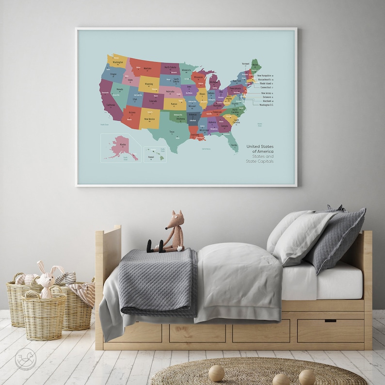USA States and Capitals Poster Classroom 50 US - Etsy Canada