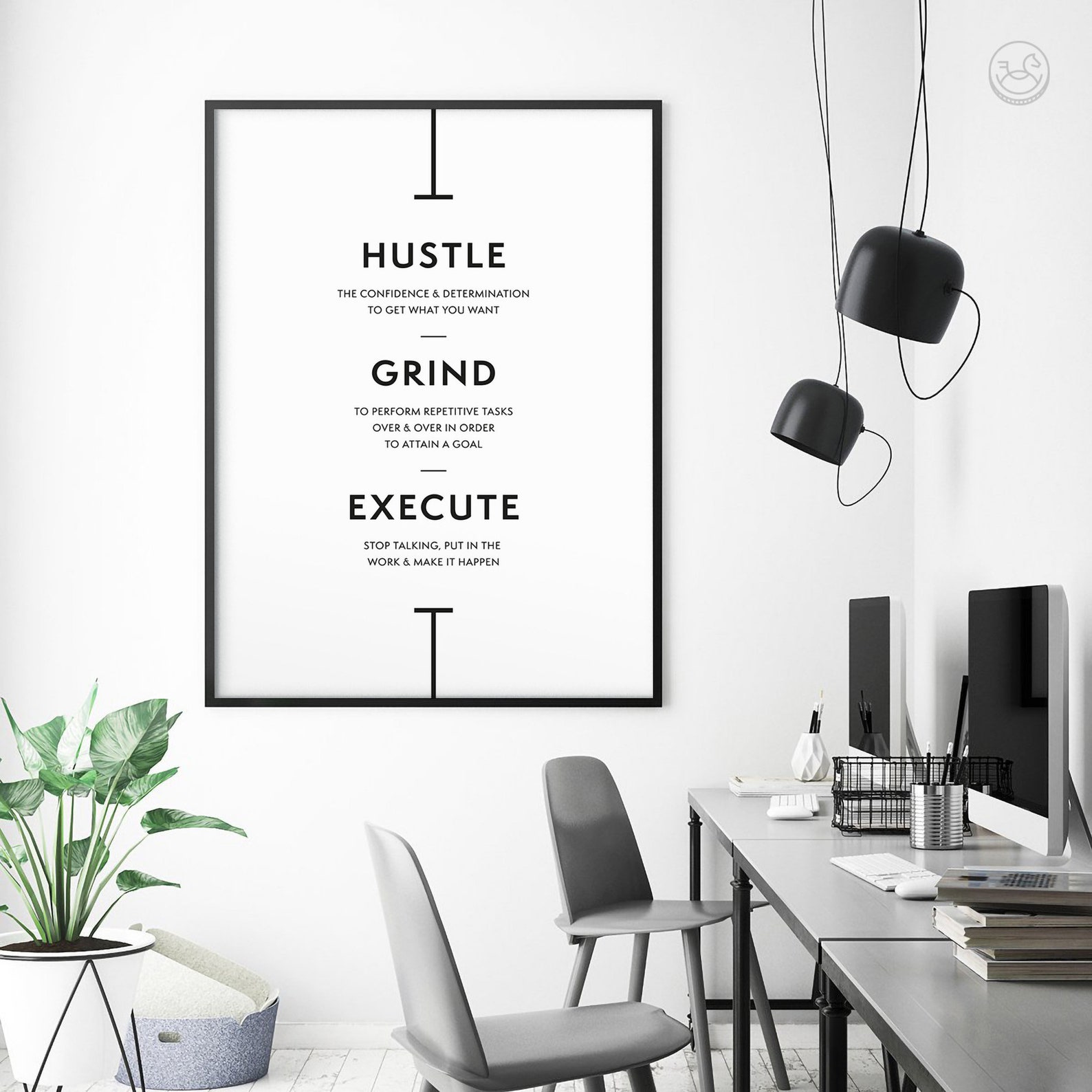 Hustle Grind Execute Print Printable Wall Art Inspirational - Etsy UK