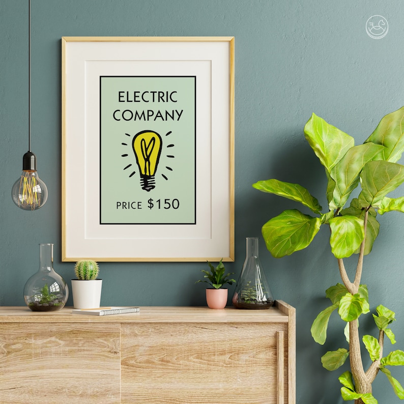 Monopoly Inspired Bathroom Prints: Waterworks & Electric Company ...