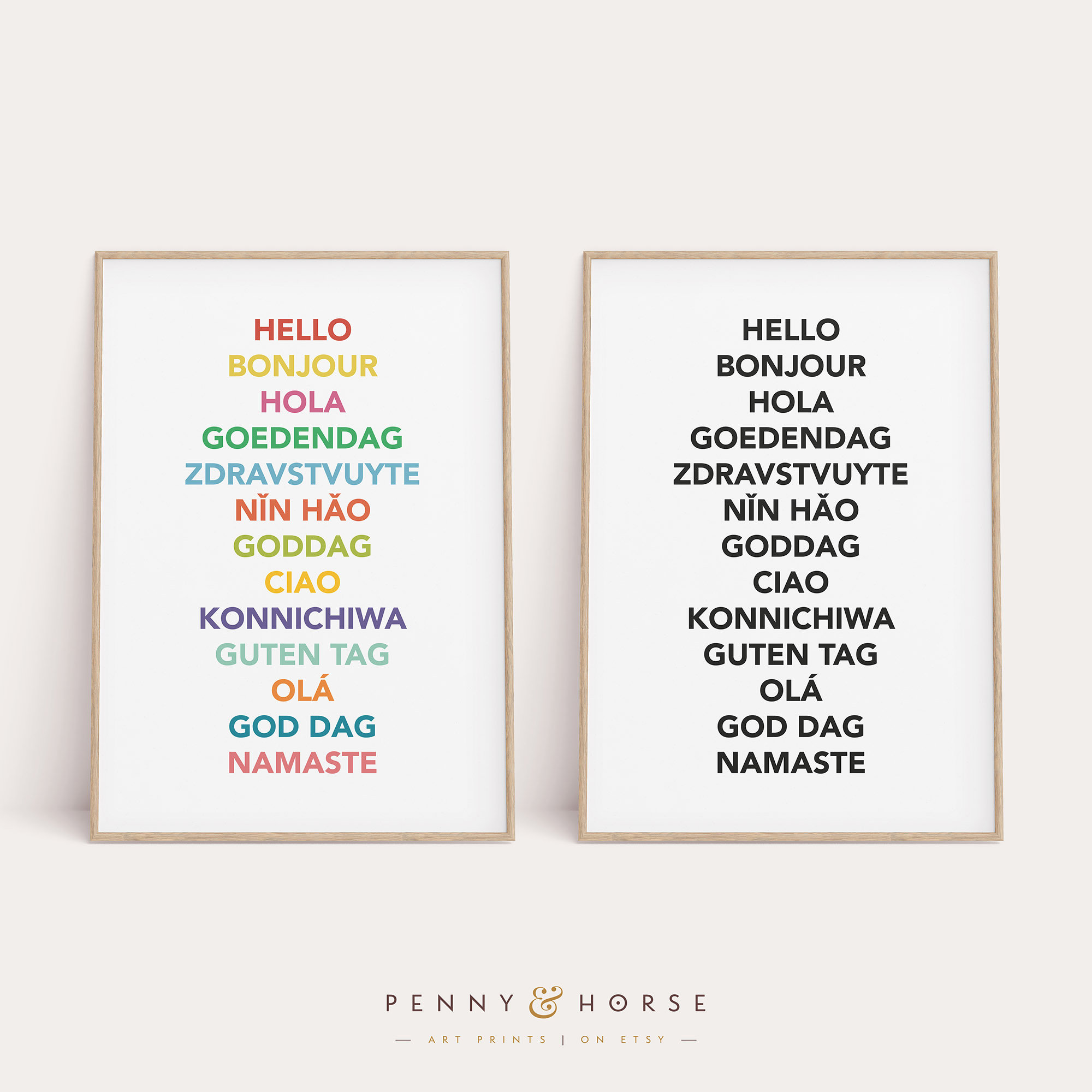 Hello in Different Languages Print Aloha Ciao Bonjour Art | Etsy