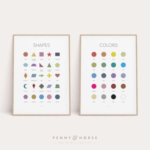 Shapes & Colors Posters, Educational Wall Art Set, Colorful Nursery ...