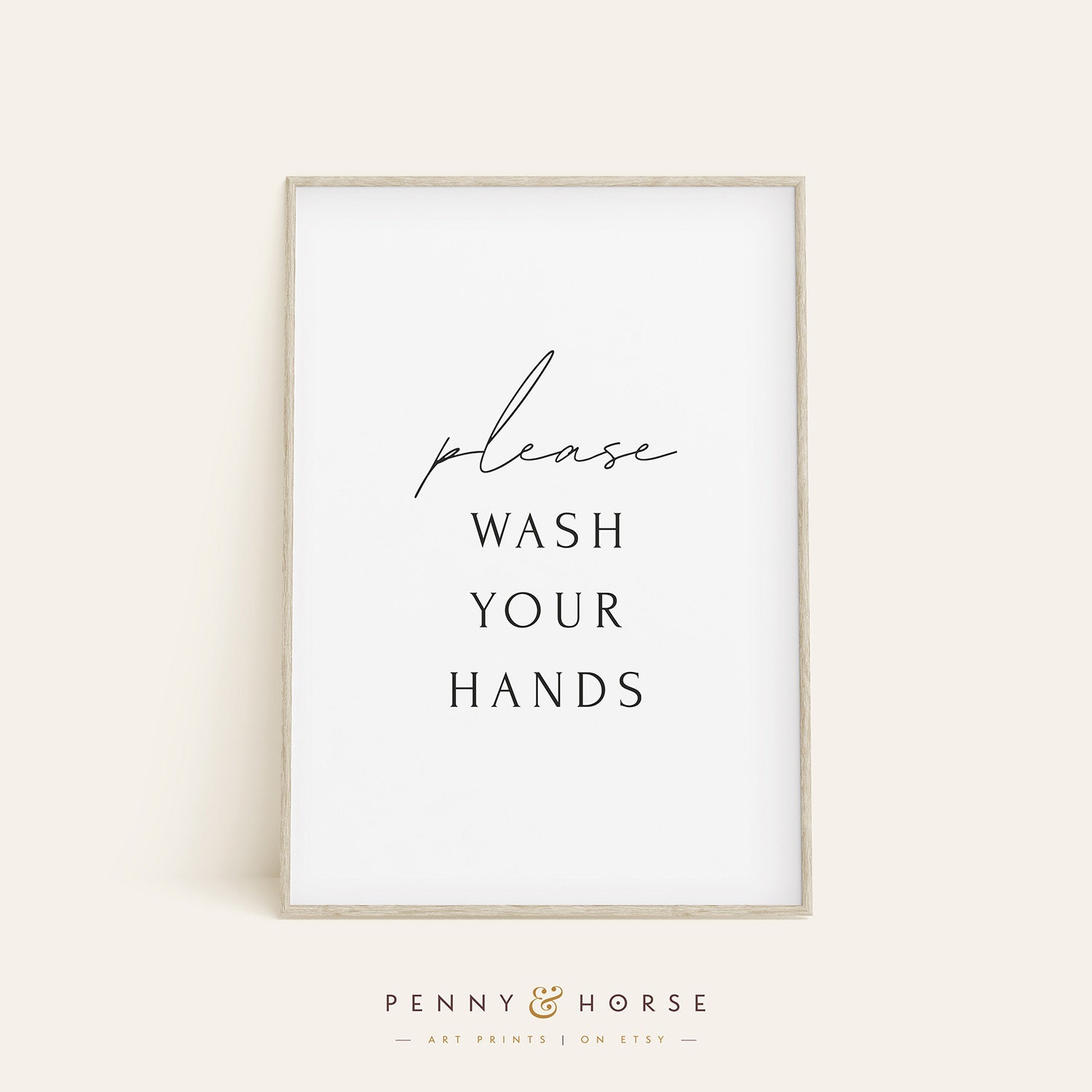 Wash Your Hands Bathroom Art Print, Modern Minimalist Decor (digital ...