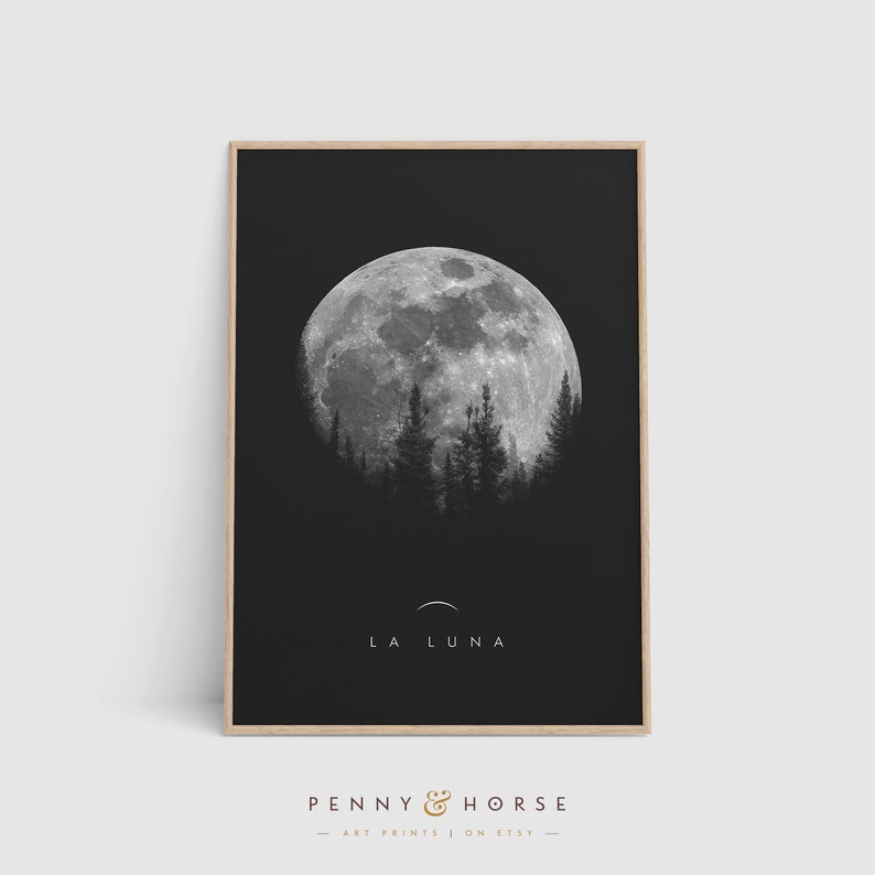 Moon Lunar Print Moon Poster Art Digital Download La Luna - Etsy
