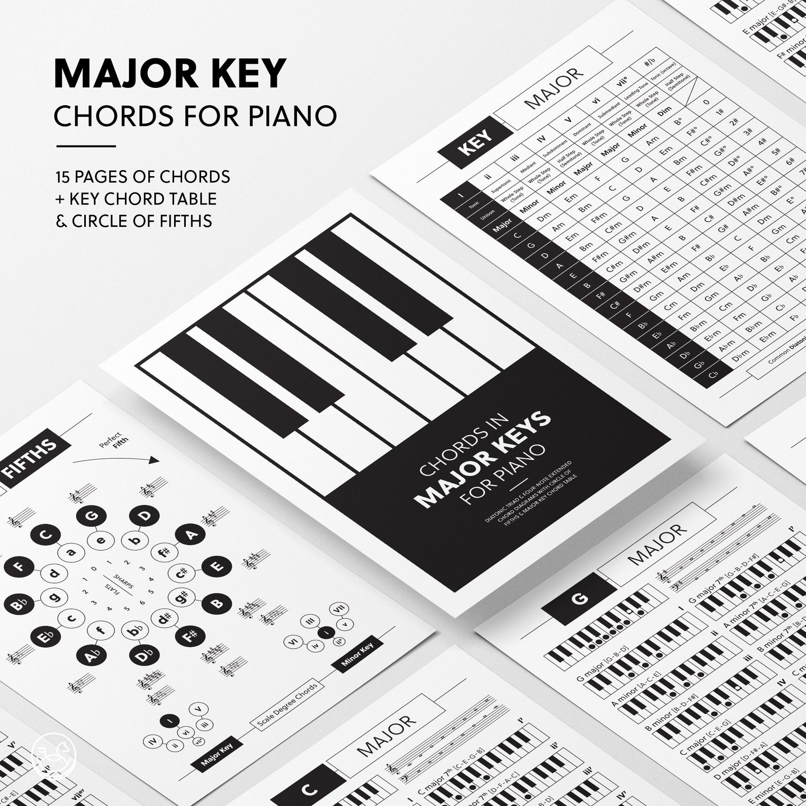 Complete Piano Collection, Major/minor Chord Charts, Circle of Fifths ...