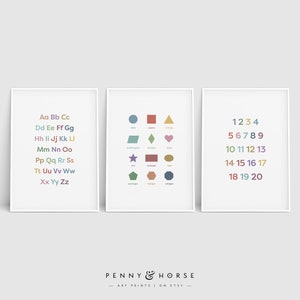 Kids Wall Art, Children's Nursery Art, Set of 3 Prints, Educational ...