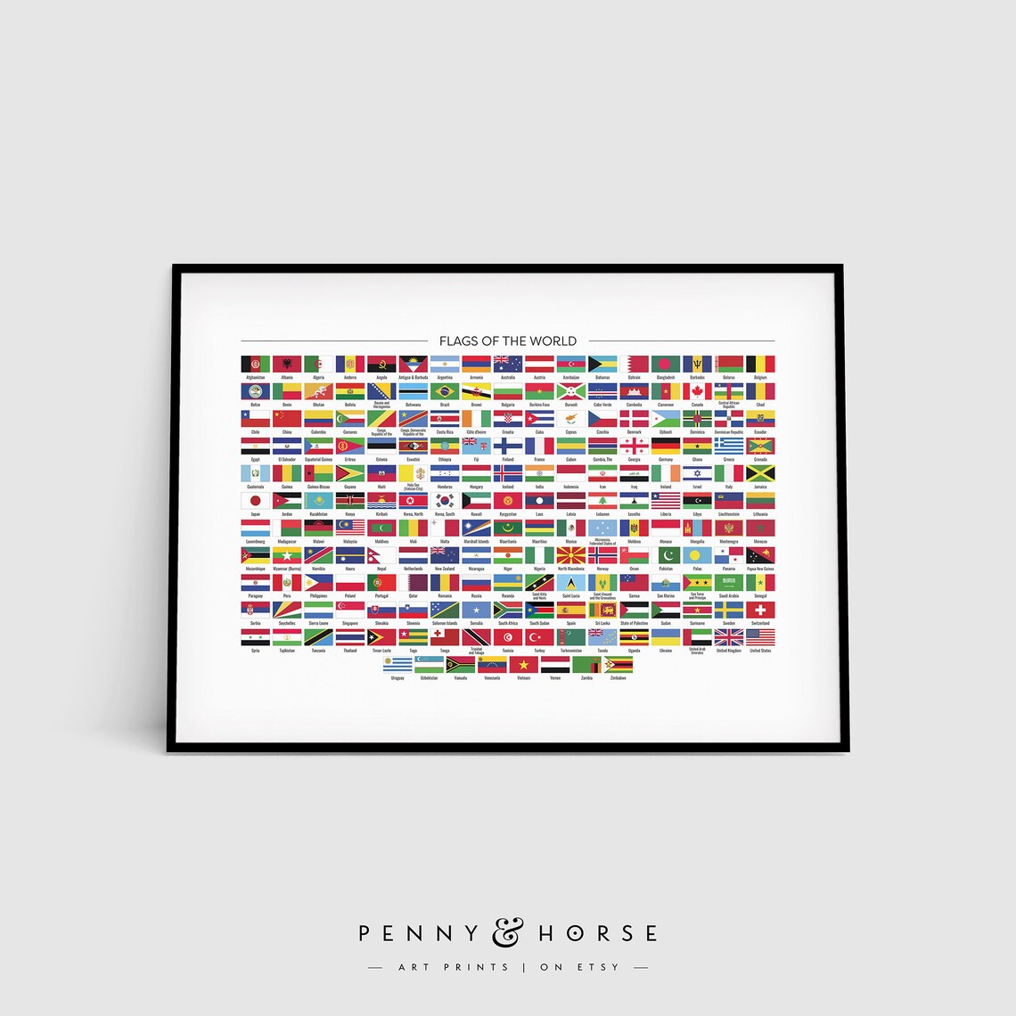 Flags of the World Poster Educational Wall Art Countries - Etsy