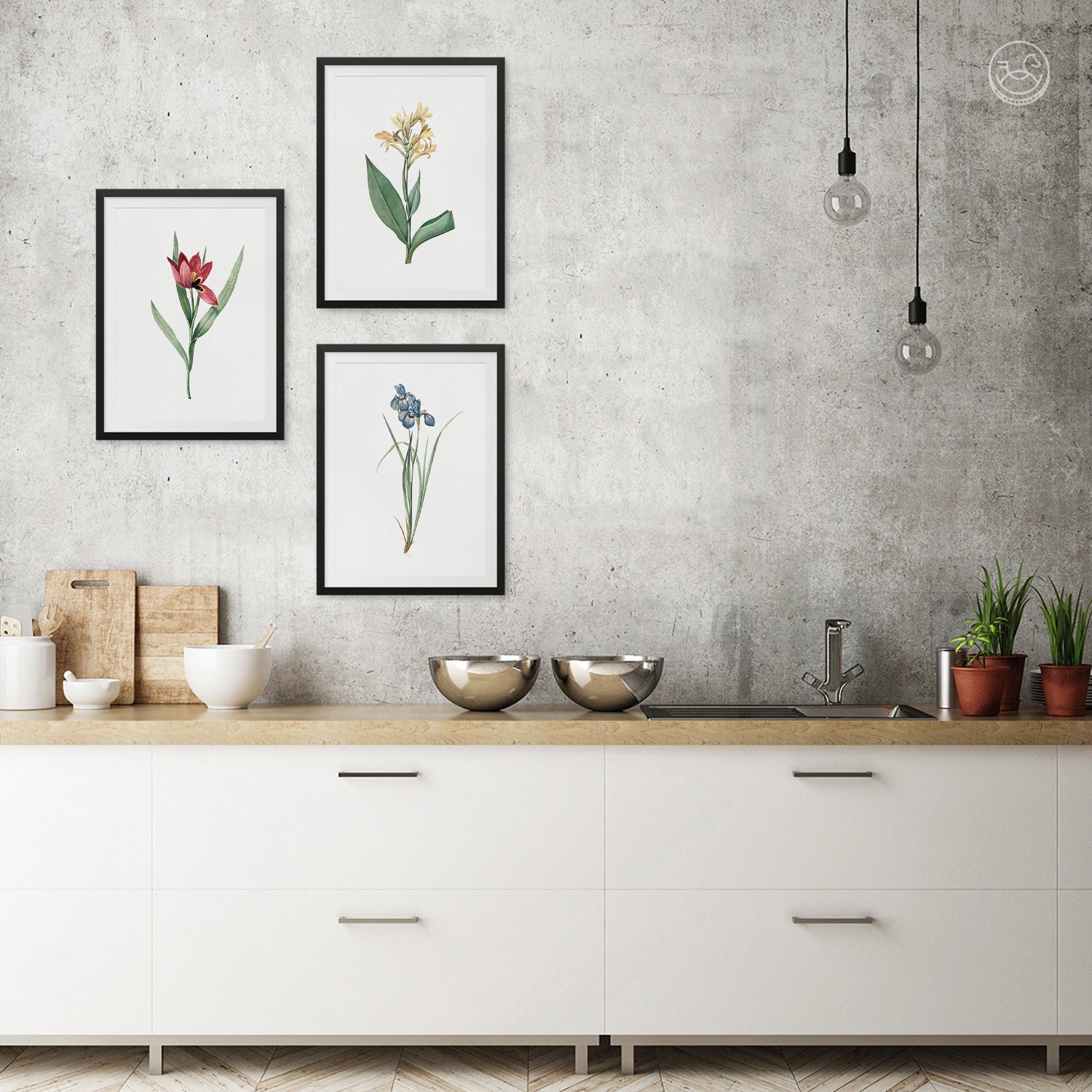 Vintage Bright Floral Print Set Set of 3 Vintage Flowers - Etsy