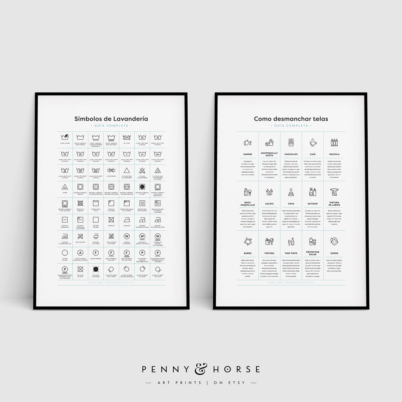 Spanish Complete Laundry Room Guide 2 Print Set Símbolos De - Etsy