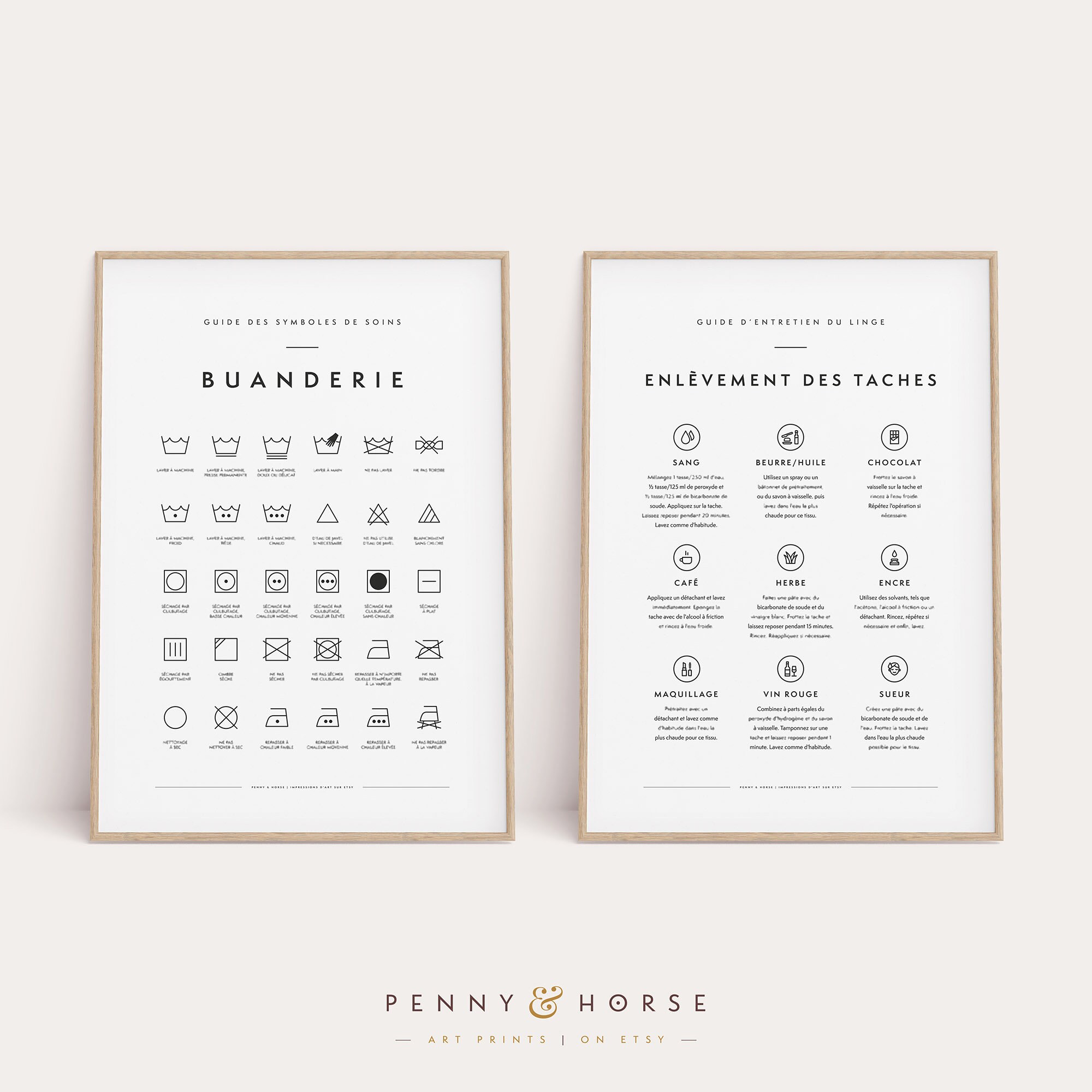 French Laundry Room 2 Print Set Guide Du Linge Enlèvement - Etsy UK