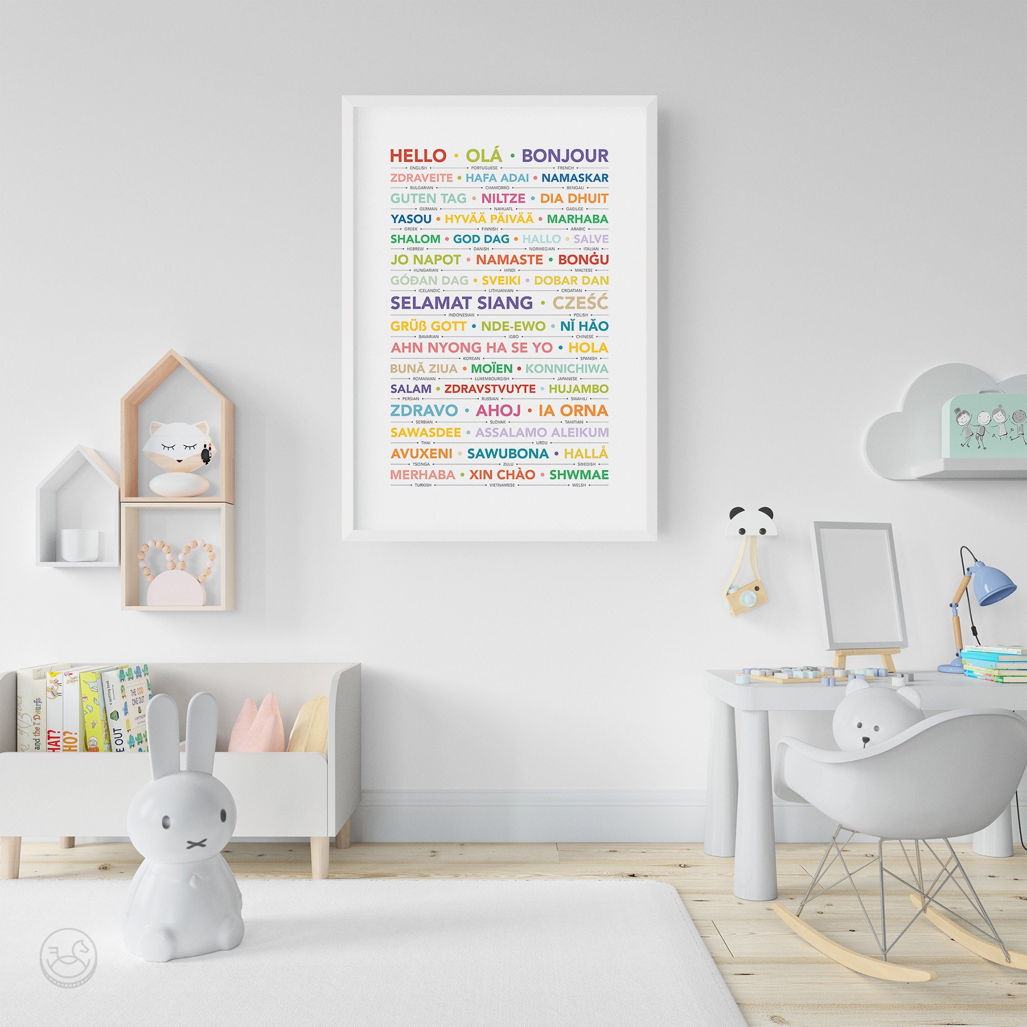 Hello Languages Print Nursery Wall Decor Hello Translations | Etsy