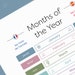 Months of the Year Languages Print, French, Spanish, Learning Aid, Kids ...