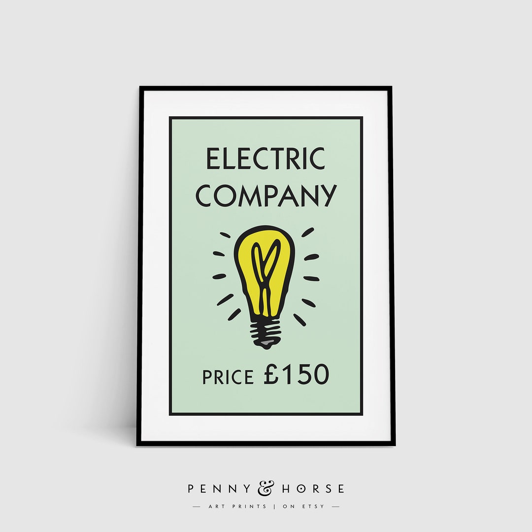 Retro Monopoly Inspired Electric Company Printable, Pounds, Minimalist ...