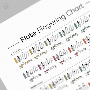 Flute Fingering Chart, Notes Diagram, Fingering Positions, Minimal ...