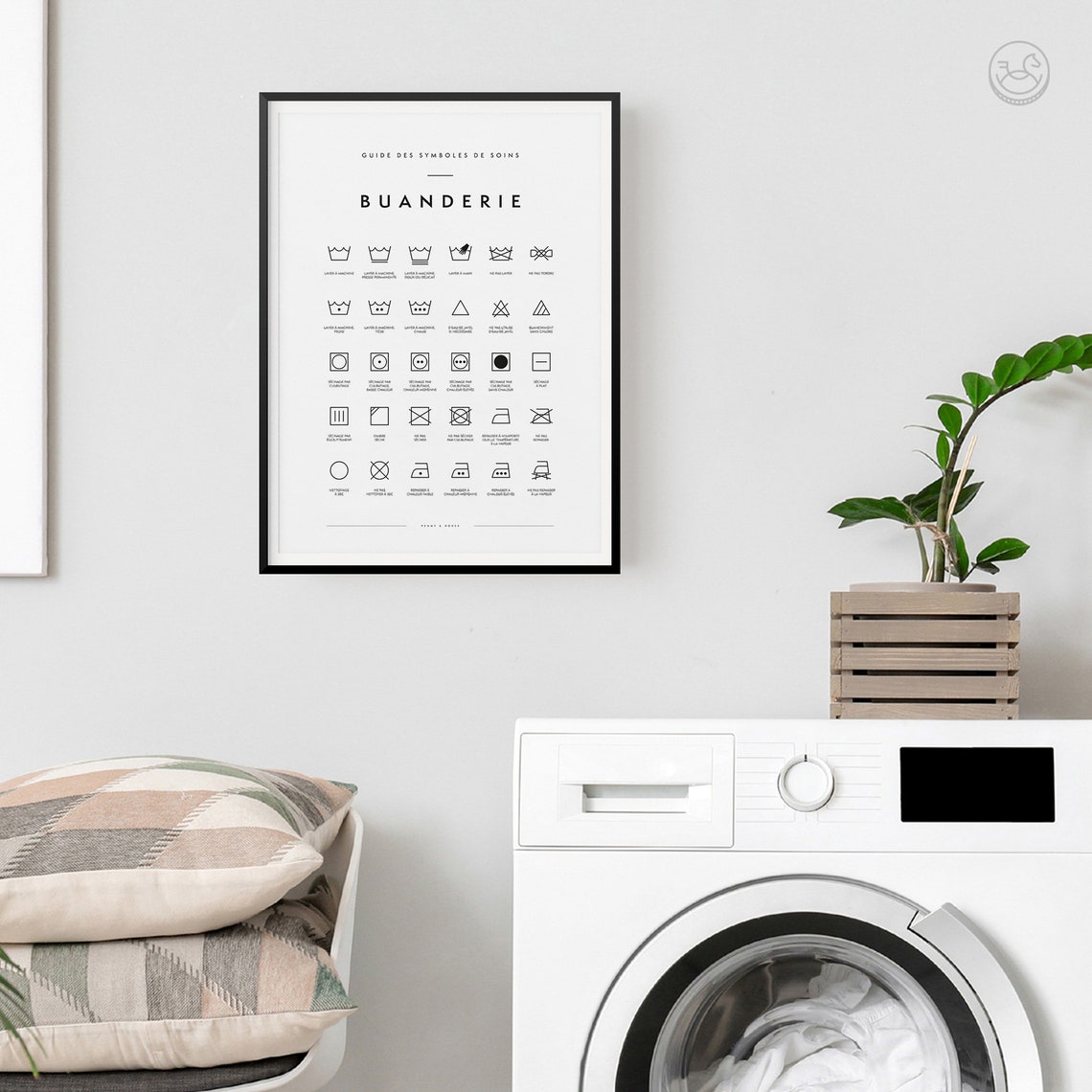 French Laundry Room Symbols Print, Symboles Du Linge, Buanderie ...