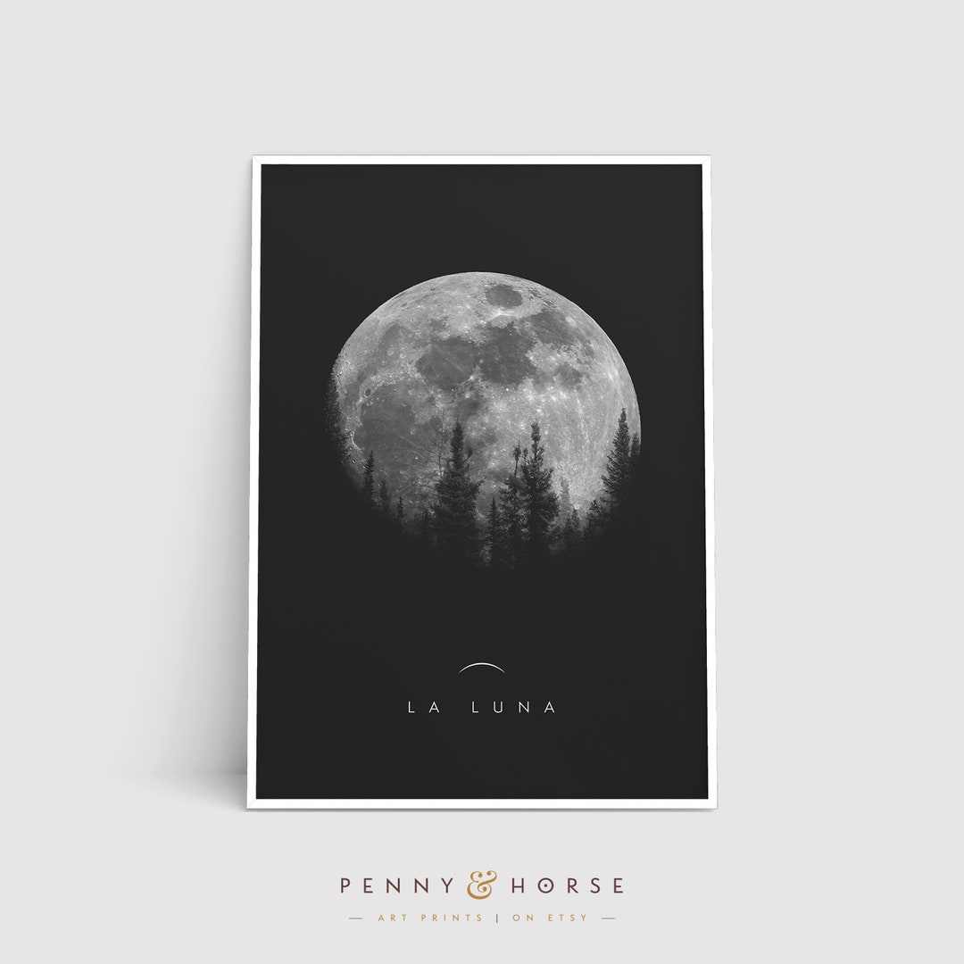 Moon Lunar Print, Moon Poster Art, Digital Download, La Luna Poster ...