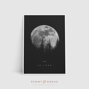Moon Lunar Print, Moon Poster Art, Digital Download, La Luna Poster ...
