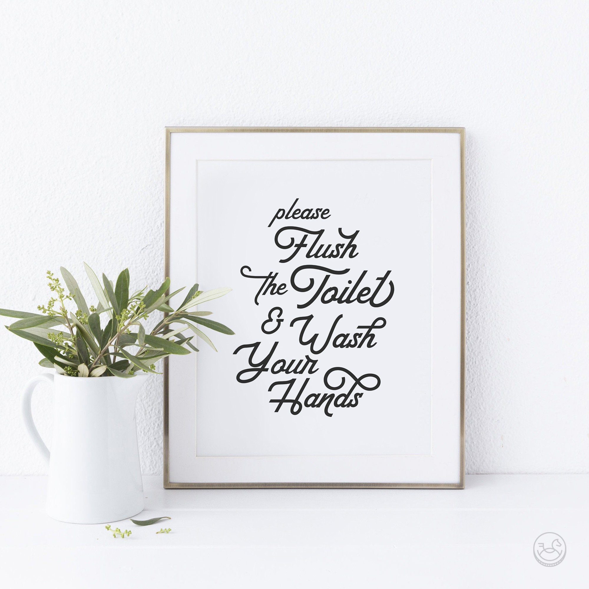 Flush The Toilet Wash Your Hands Bathroom Printable Art | Etsy