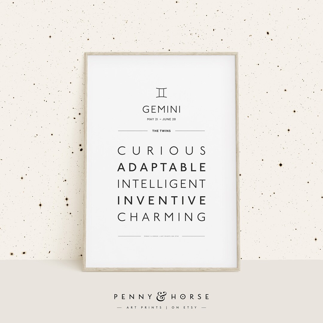 Gemini Zodiac Traits Print Zodiac Gift Gemini Printable - Etsy UK