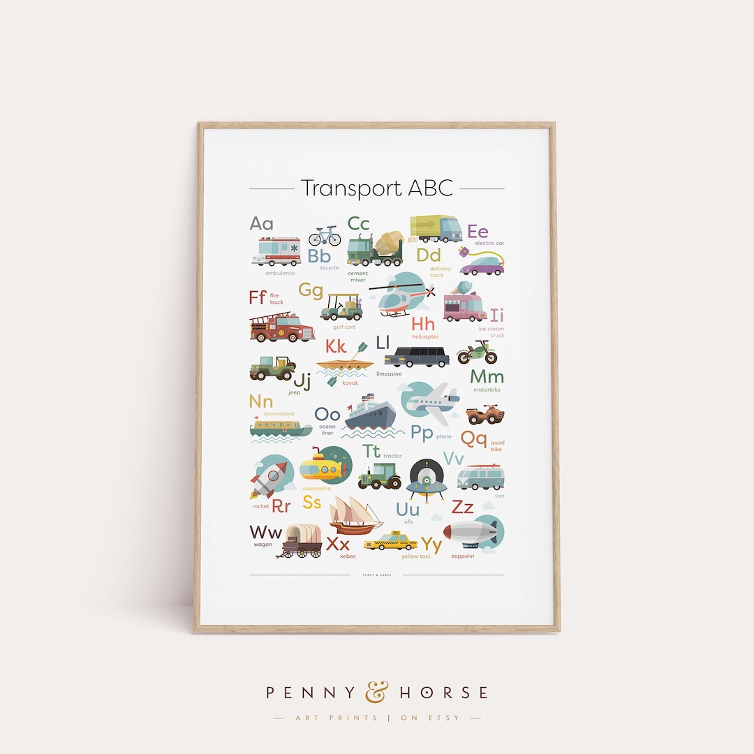 Transport Alphabet Print, Alphabet Wall Art, Vehicle Print, Transport ...