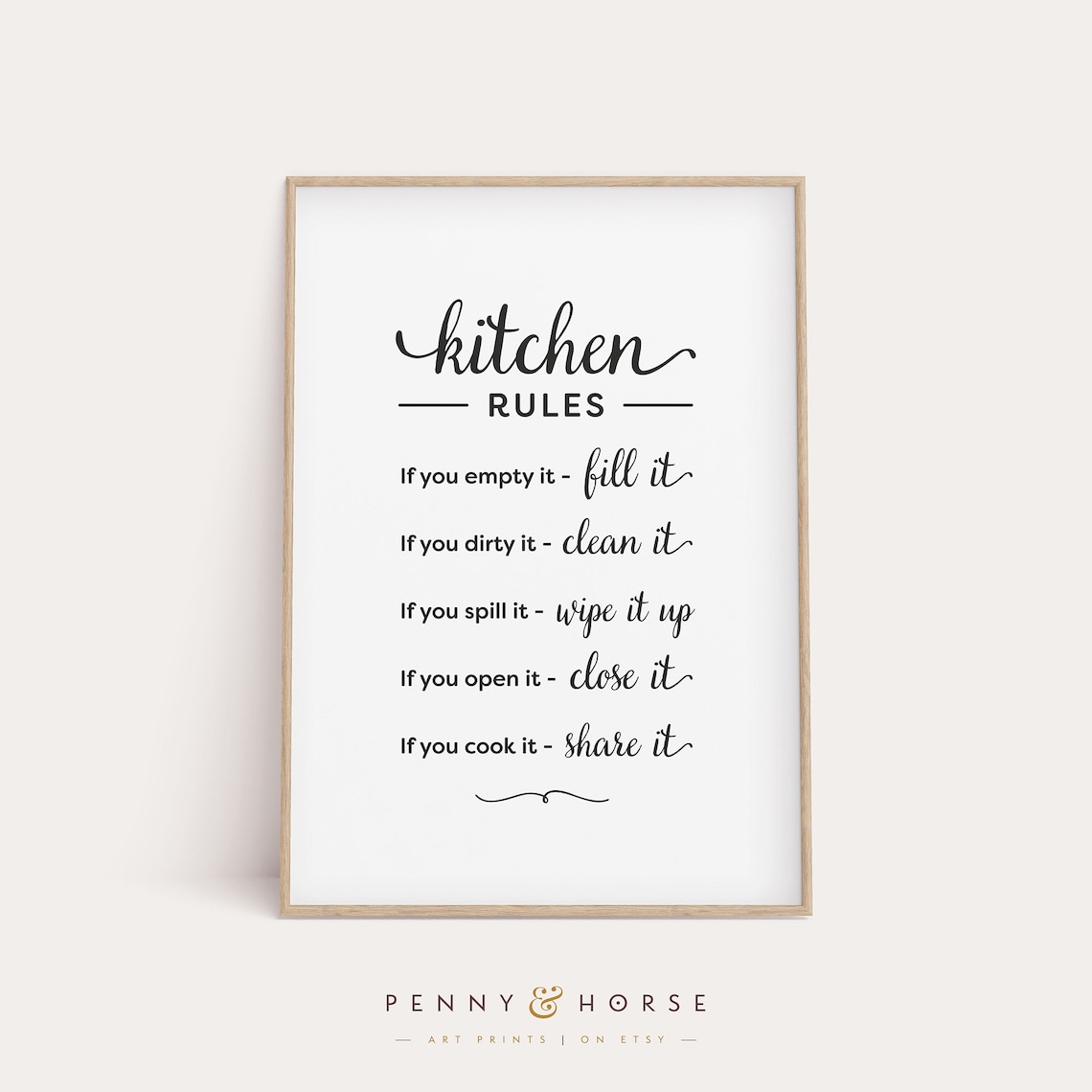 Kitchen Rules Sign, Kitchen Wall Decor, Printable Art, Kitchen Rules ...