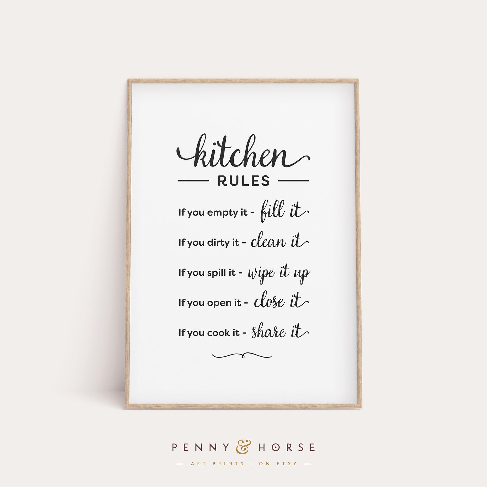 Kitchen Rules Sign, Kitchen Wall Decor, Printable Art, Kitchen Rules ...