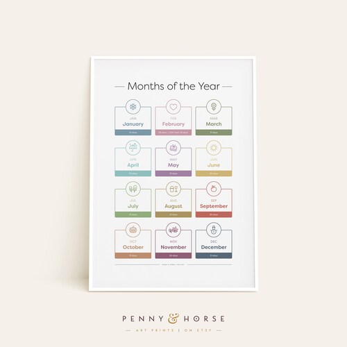Months of the Year Languages Print French Spanish Learning - Etsy